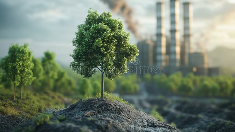 Trees Offsetting Factory Emissions, Carbon Neutral Cycle Stock ...
