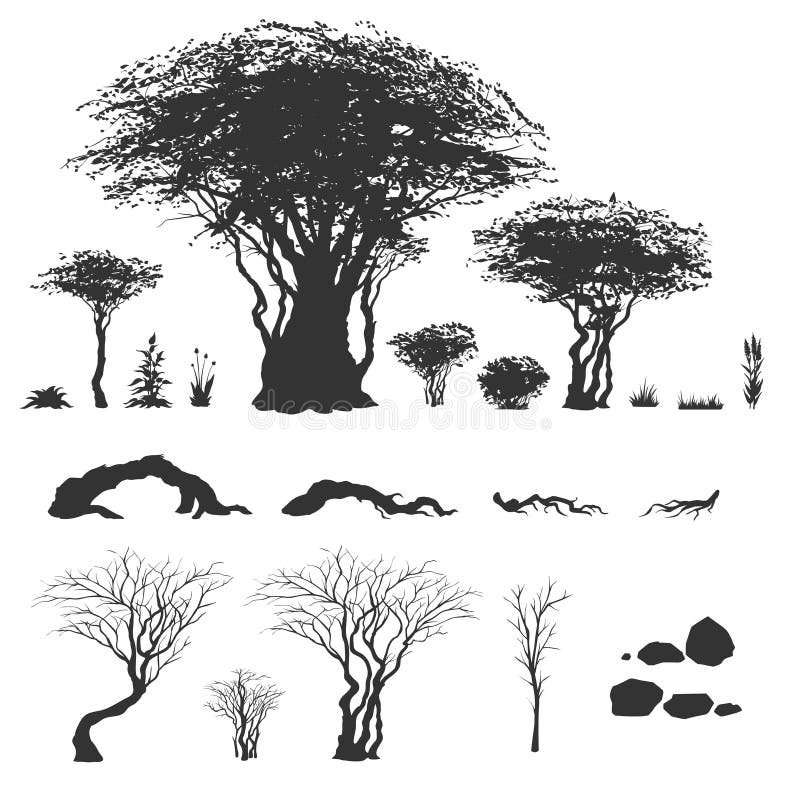 Trees and Other Nature Elements Stock Vector - Illustration of foliage ...