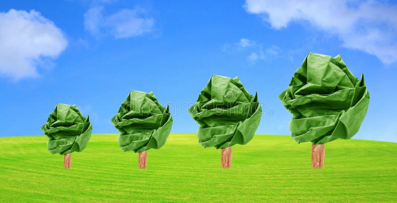 Trees Paper Growing on Grass Stock Image - Image of agriculture, trees ...