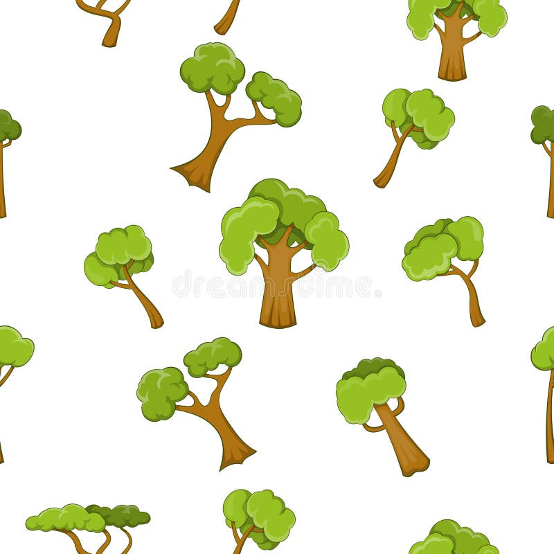 Trees Pattern, Cartoon Style Stock Vector - Illustration of agriculture ...