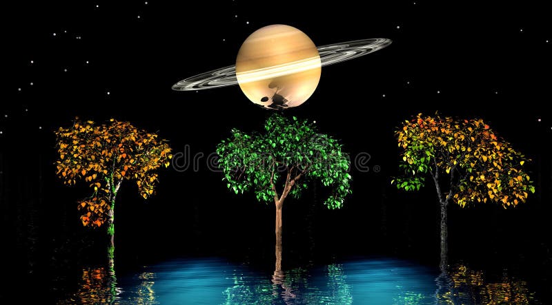 Trees and planet stock illustration. Illustration of background - 12289505
