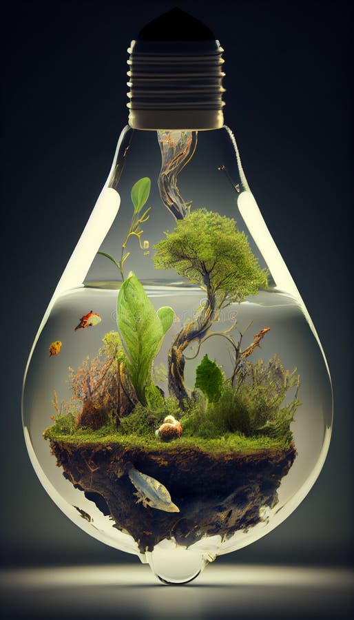 Ecosystem in Light Bulb, Growing Plants in Bulb, Renewable Energy ...