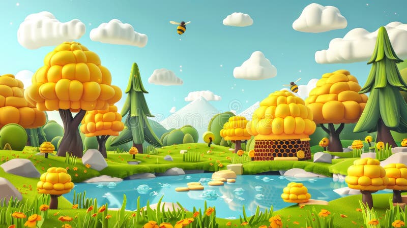 Landscape with Jungle, Mountains, and Sea on Horizon. Modern Parallax ...