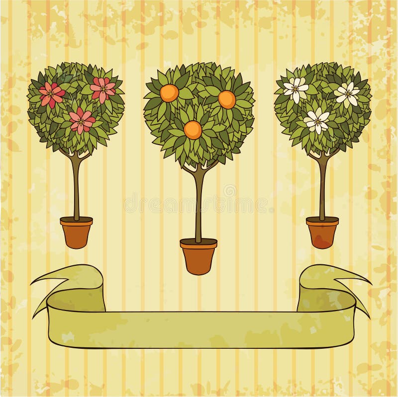 Trees in the pot stock vector. Illustration of abstract - 30977763