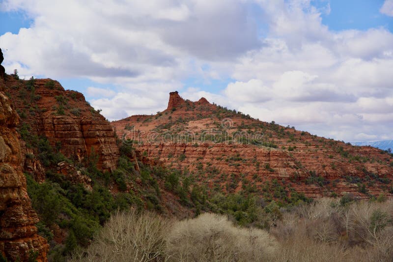 The Red Rock View from a Far Stock Image - Image of trees, stone: 271144763