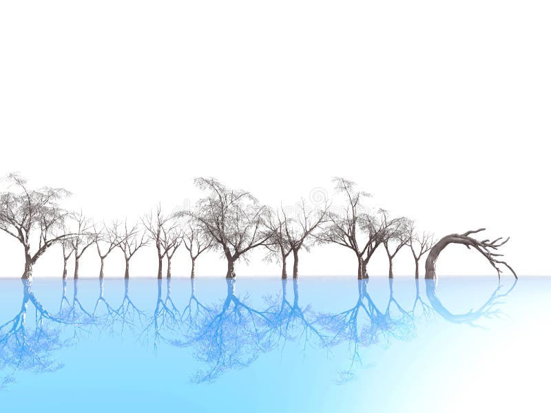 Trees Reflected on Blue Ice Stock Illustration - Illustration of ...