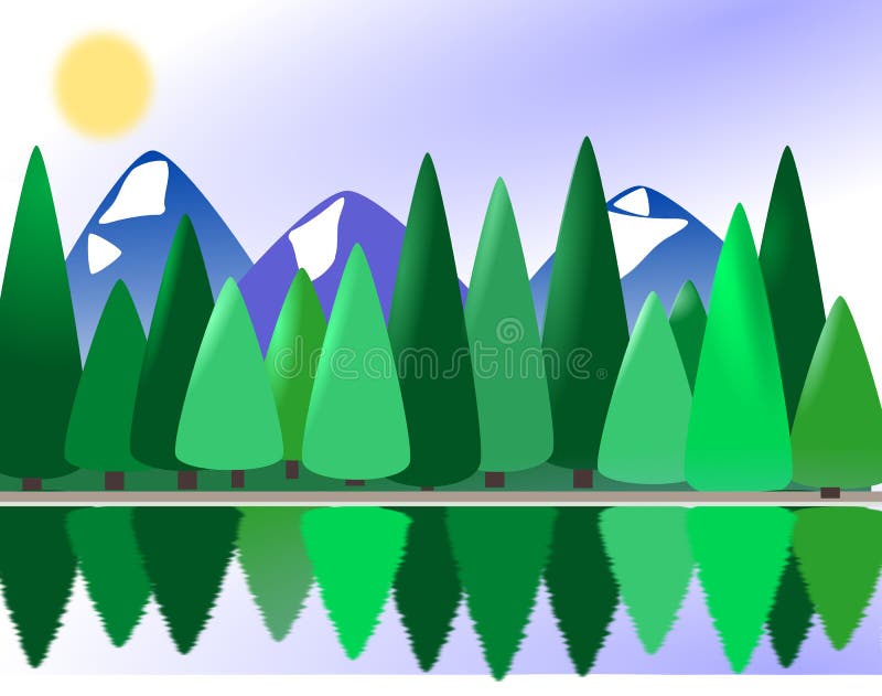 Trees reflecting stock illustration. Illustration of snow - 20049967