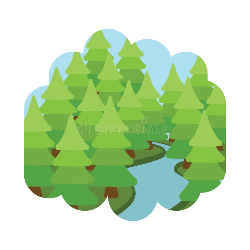 Trees and River. Vector Illustration Decorative Design Stock Vector ...