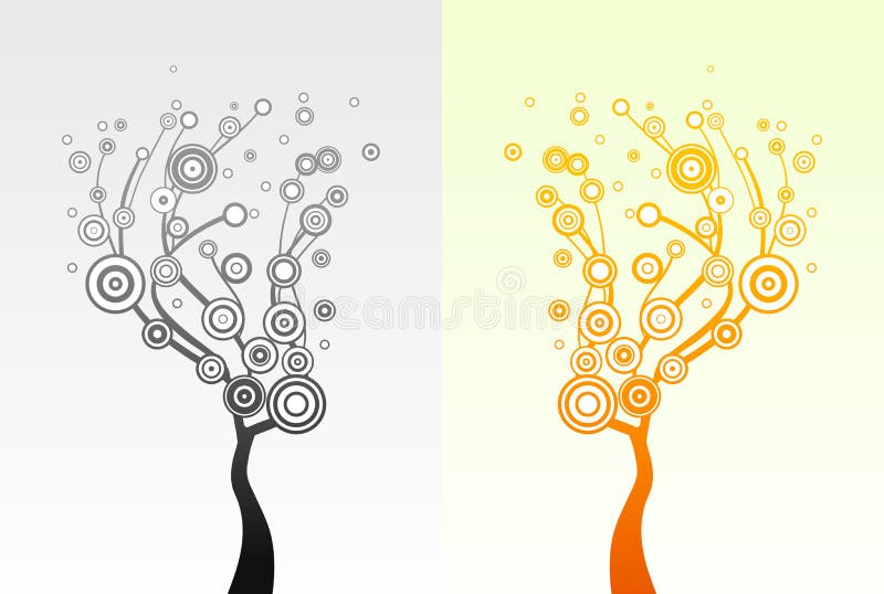 Trees with Round Leaves. Vector Stock Vector - Illustration of branch ...