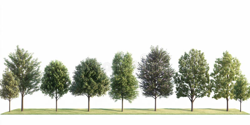 Trees Row - Isolated on White Background Stock Illustration ...