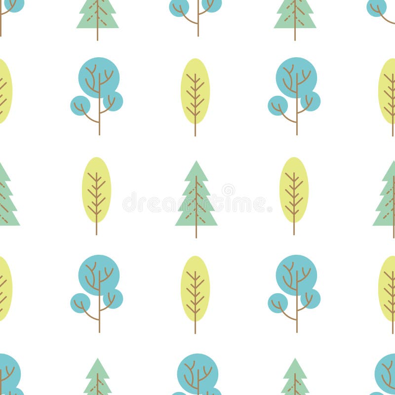 Seamless Pattern with Colored Trees Stock Vector - Illustration of ...