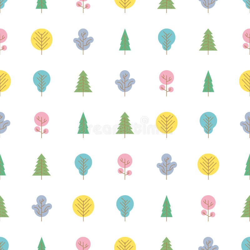 Seamless Pattern with Colored Trees Stock Vector - Illustration of icon ...