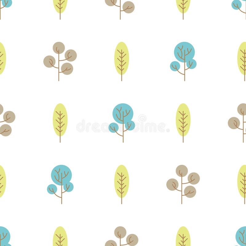 Seamless Pattern with Colored Trees on White Background Stock Vector ...