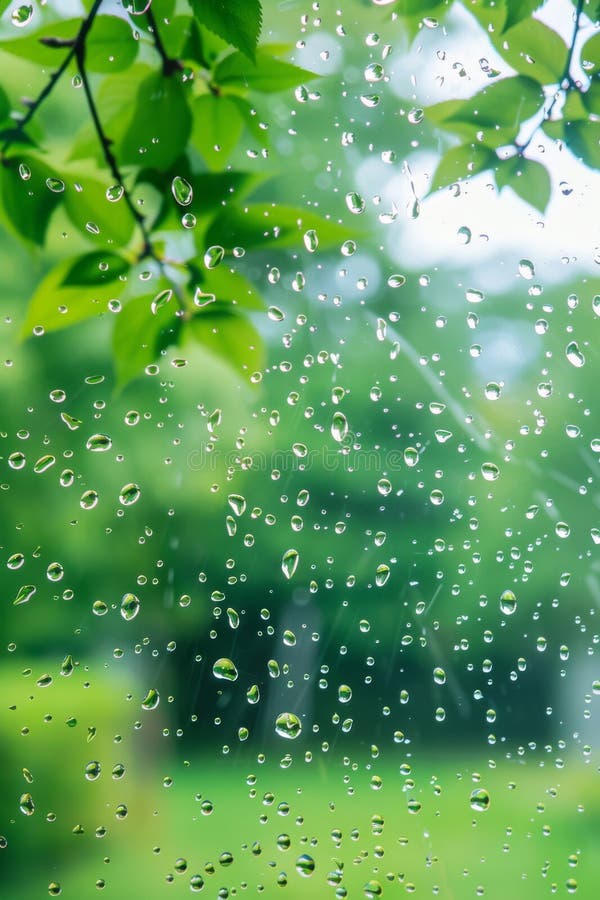 Trees Seen through Rain-Soaked Window Stock Photo - Image of forest ...