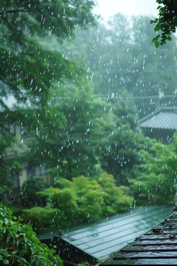 Trees Seen through Rain-Soaked Window Stock Image - Image of ...