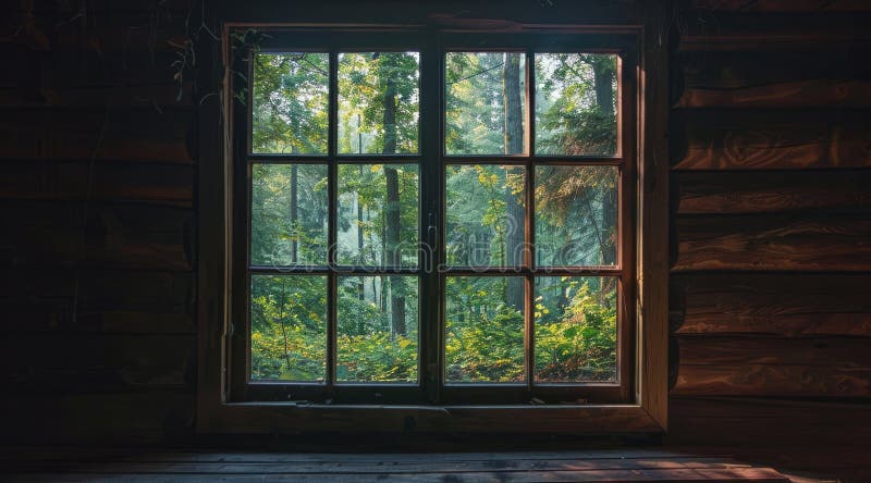 Trees seen through window stock illustration. Illustration of scenic ...