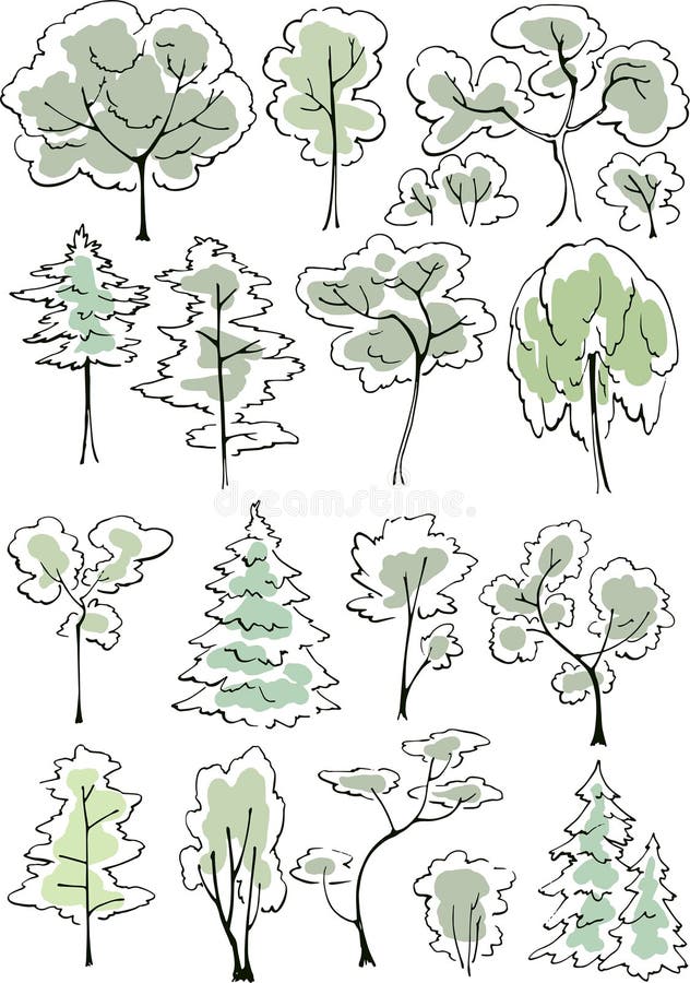 Sketchy trees stock vector. Illustration of sketchy, weathered - 60161585