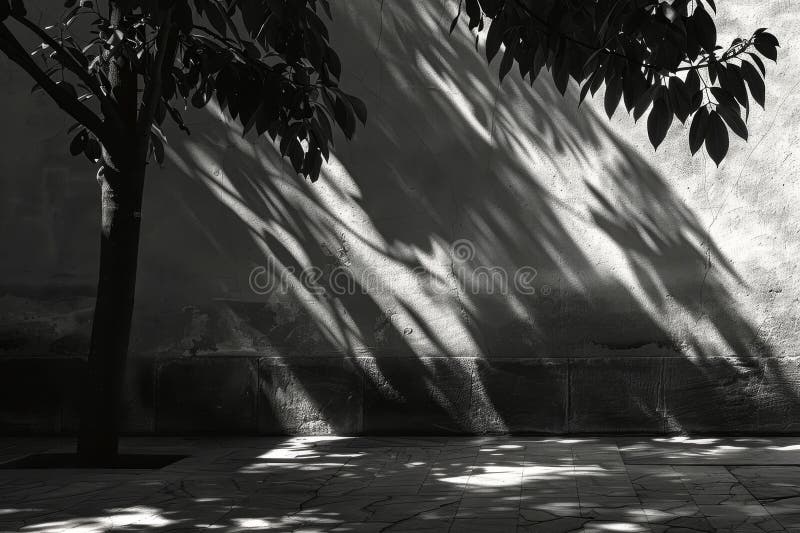 A Trees Shadow is Cast Onto a Wall, Creating an Interesting Pattern of ...