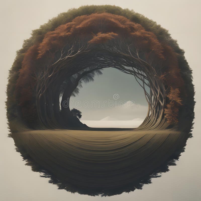 Trees in the Shape of a Tunnel. Generative Ai Stock Illustration ...