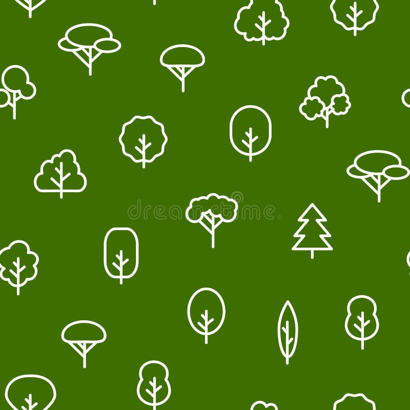 Trees Signs Thin Line Concept Seamless Pattern Background . Vector ...