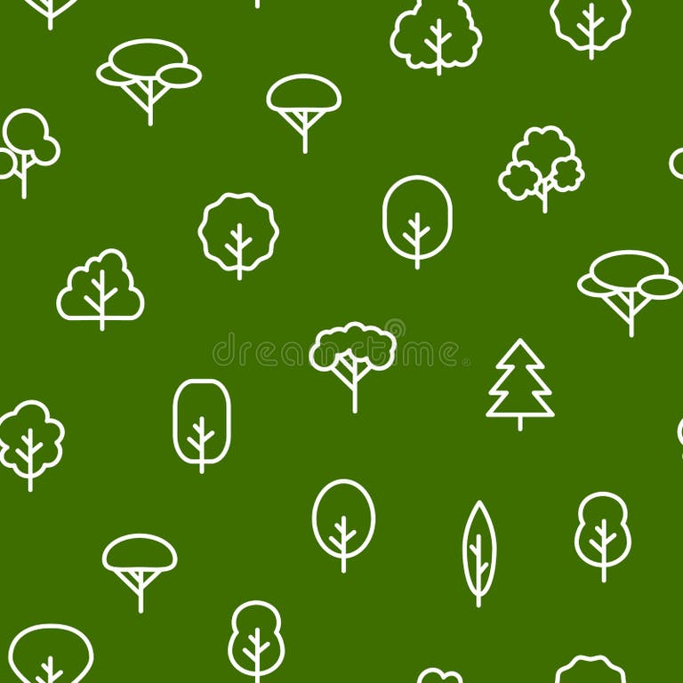 Trees Signs Thin Line Concept Seamless Pattern Background . Vector ...
