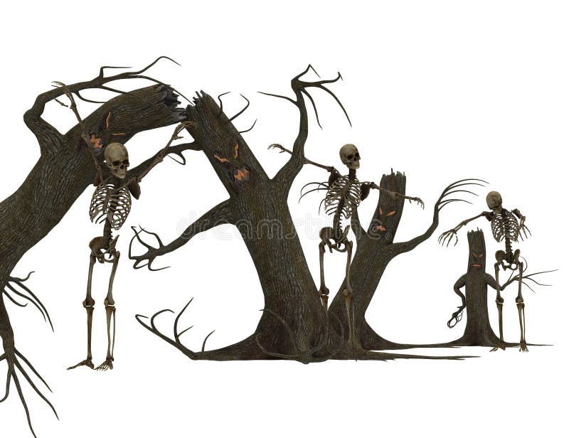 Trees and Skeletons are Scary. Stock Illustration - Illustration of ...