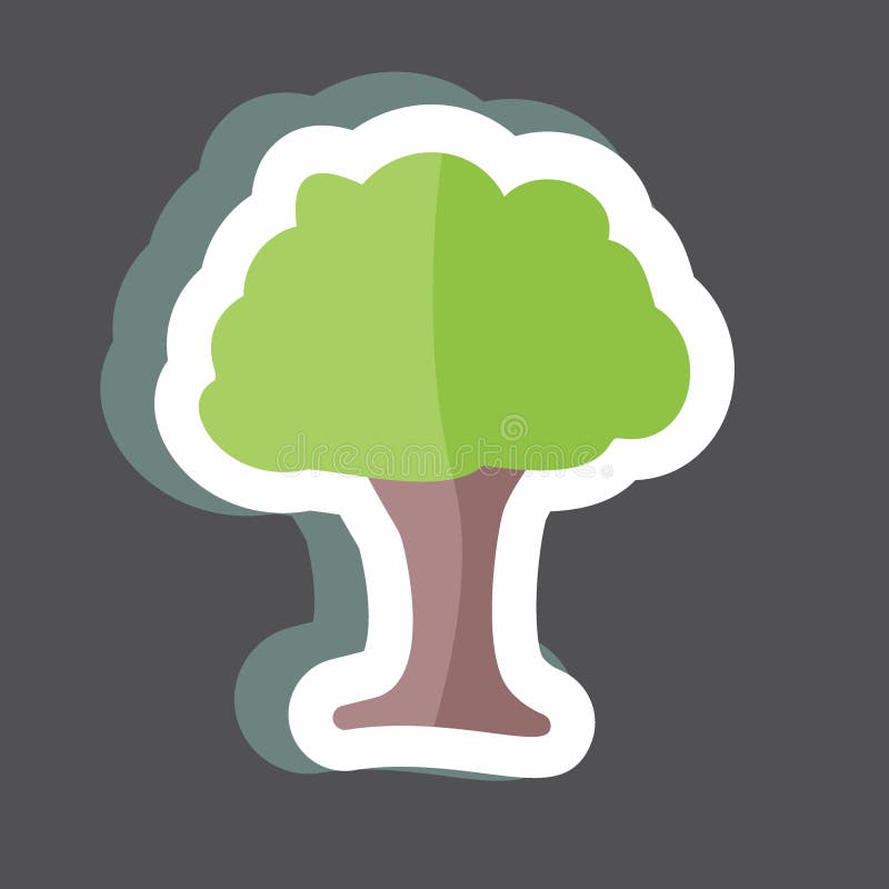 Trees Sticker in Trendy Isolated on Black Background Stock Illustration ...