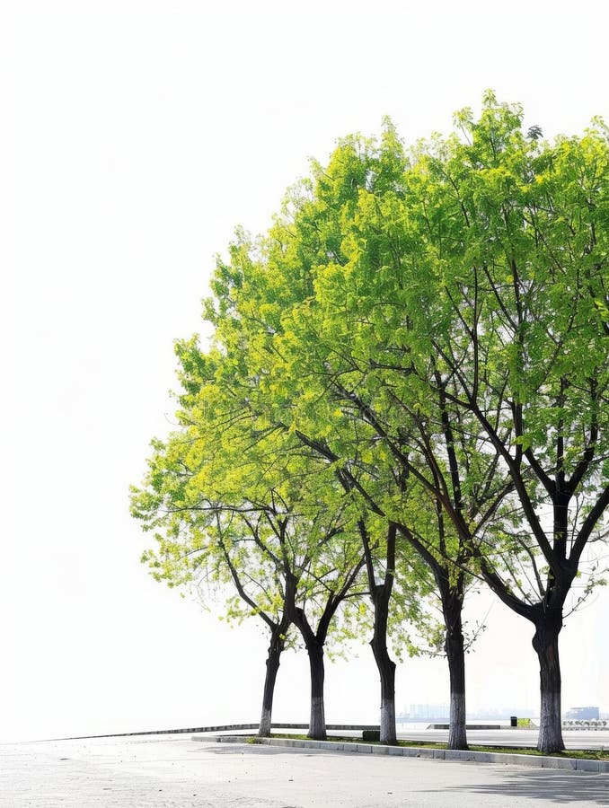 Trees by the Street White Background Stock Photo - Image of outdoor ...
