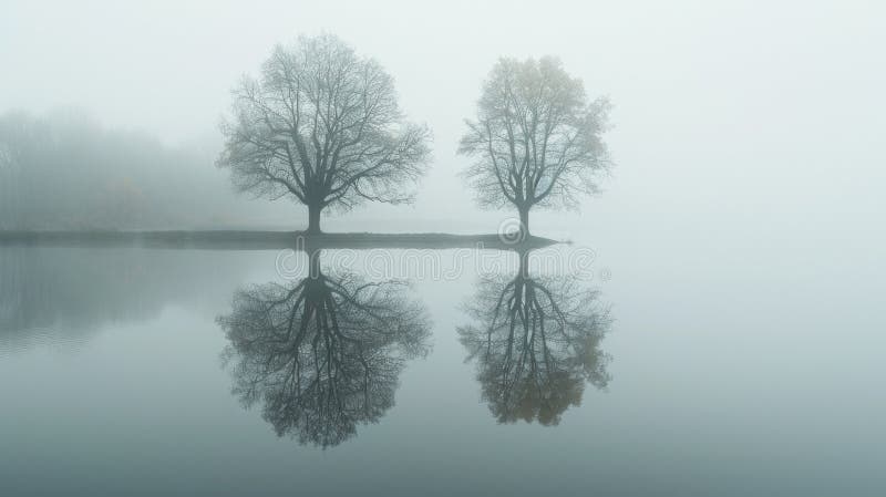 Trees Submerged in Water, Surrounded by Calm Atmosphere Stock Photo ...