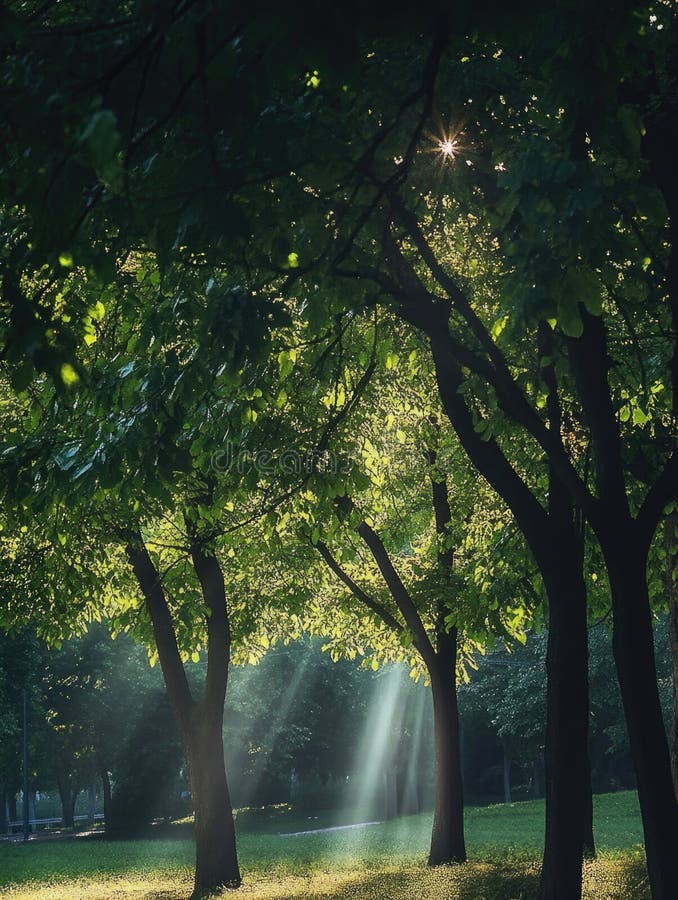 Trees in sunlight stock image. Image of scene, nature - 375350591