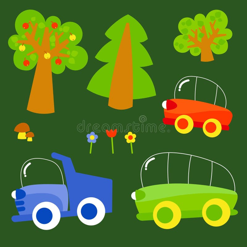 Trees and Transportation stock vector. Illustration of wheel - 28918311