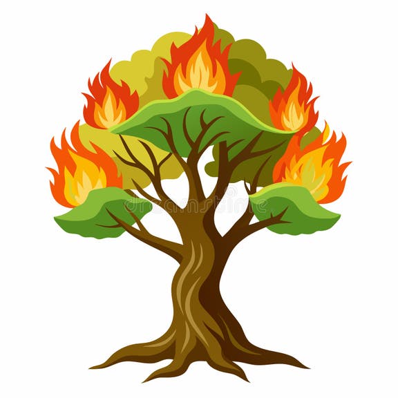 Trees, Trees on Fire Burning Tree Icon. Cartoon Illustration of Burning ...