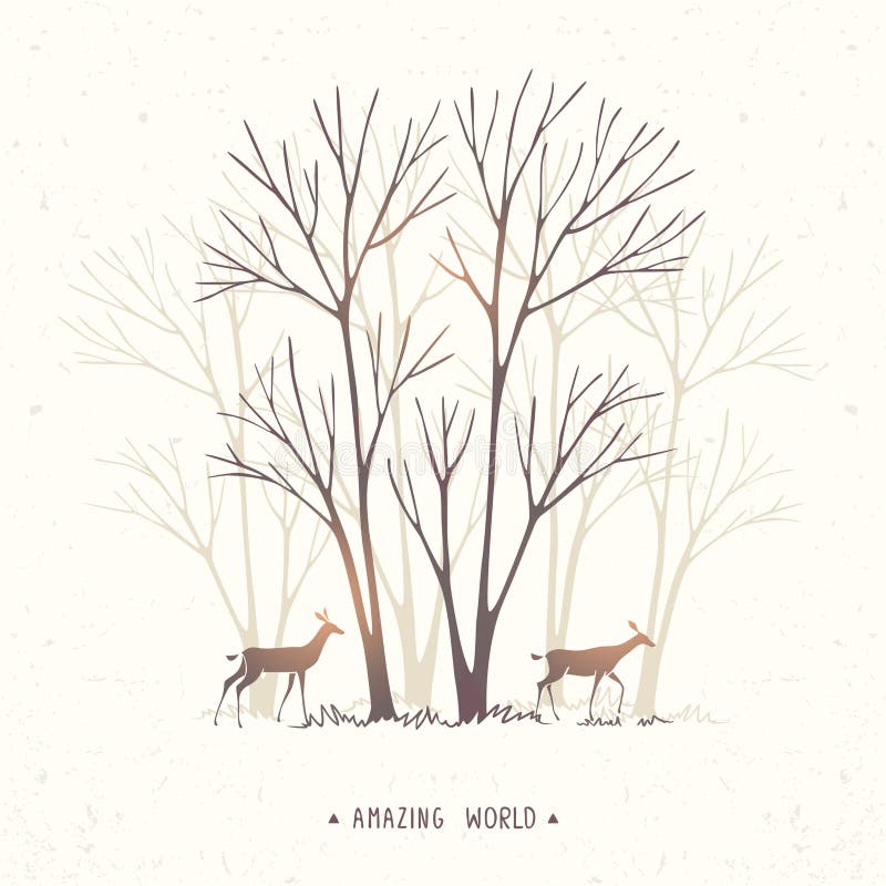 Deer trees stock vector. Illustration of painting, element - 35566724
