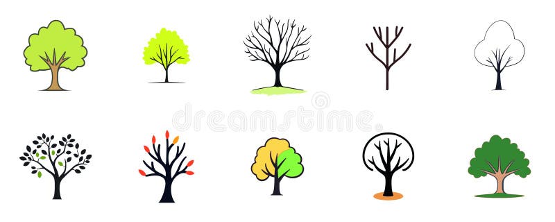 Trees in Various Seasons and Styles Stock Image - Image of harvest ...
