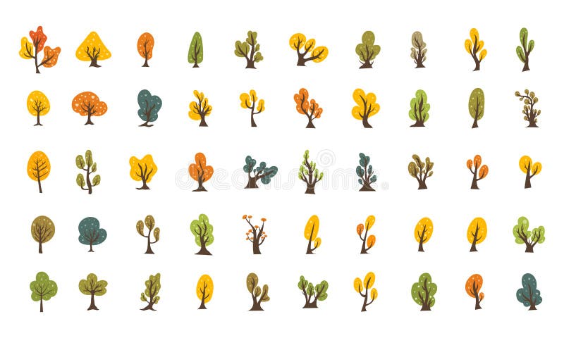 100 Trees Vector Bundle Set Stock Vector - Illustration of food, kale ...