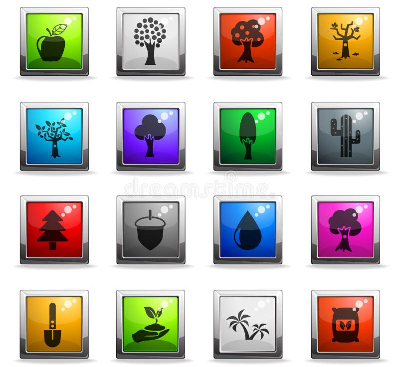 Trees icon set stock vector. Illustration of fertilizer - 122110267