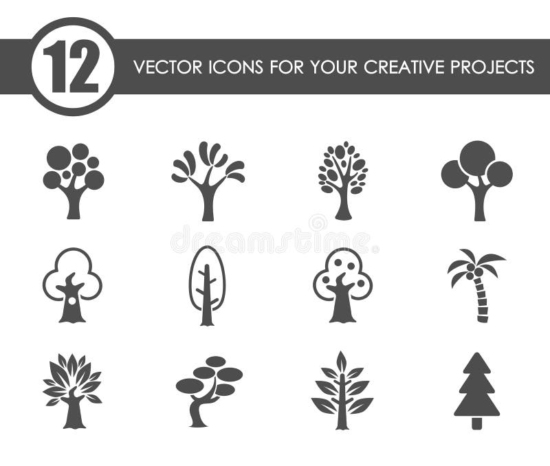 Trees vector icons for web stock vector. Illustration of fruit - 218851412