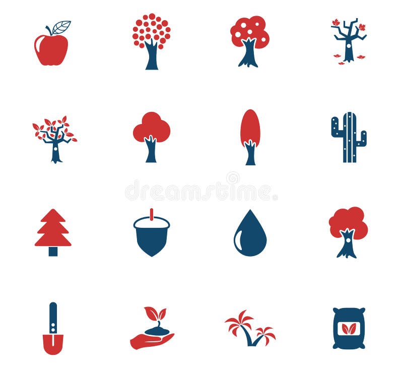 Trees icon set stock vector. Illustration of maple, water - 121842042