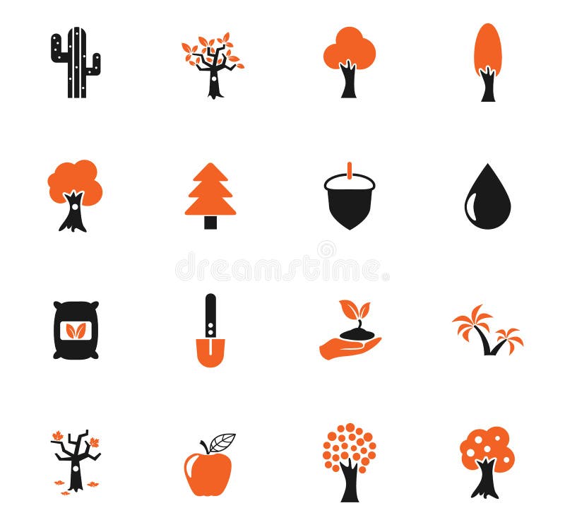 Trees icon set stock illustration. Illustration of apple - 123417059