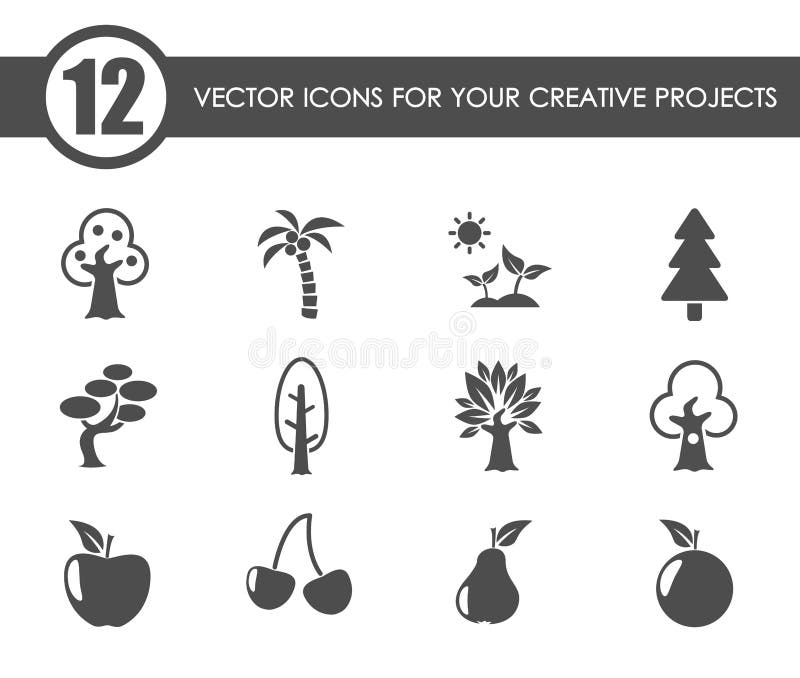 Trees vector icons stock vector. Illustration of hollow - 218851396