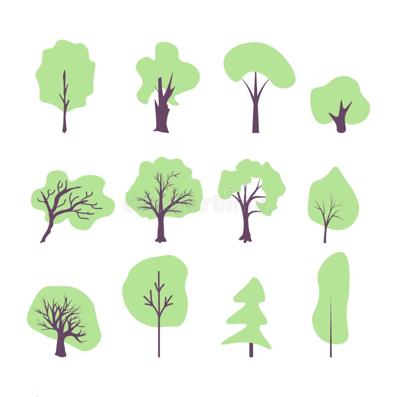 Trees vector set stock vector. Illustration of group - 182577722