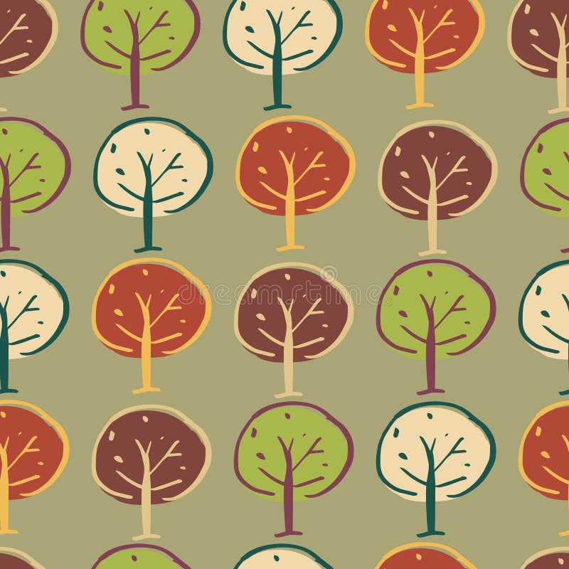 Trees Woodland Seamless Repeat Pattern Design Stock Vector ...