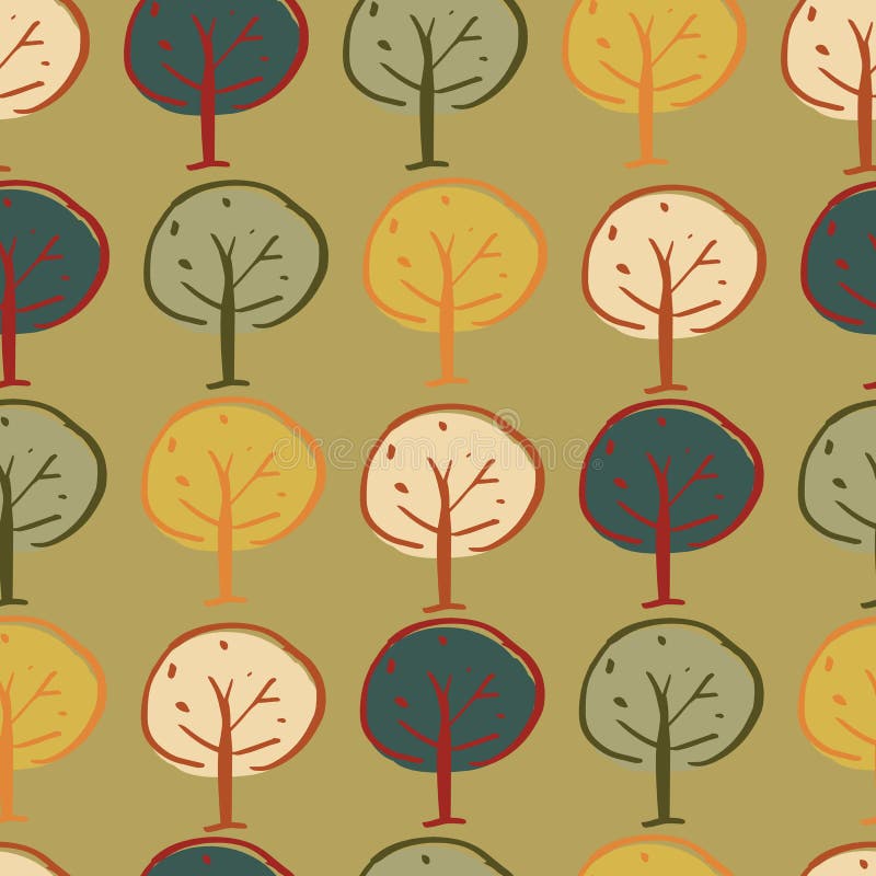 Trees Woodland Seamless Repeat Pattern Design Stock Vector ...