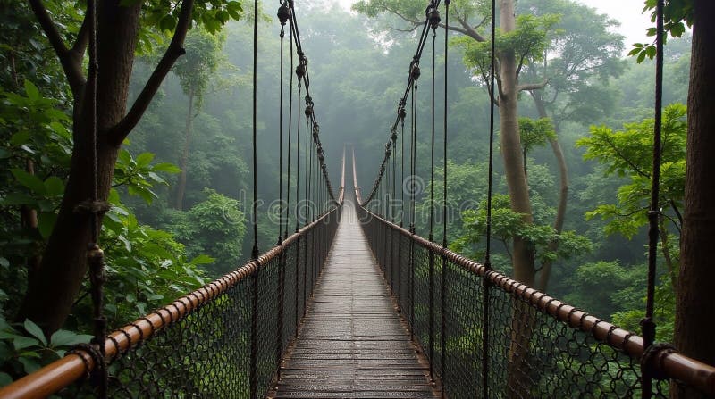 A Treetop Canopy Walkway with Rainforest Stock Illustration ...
