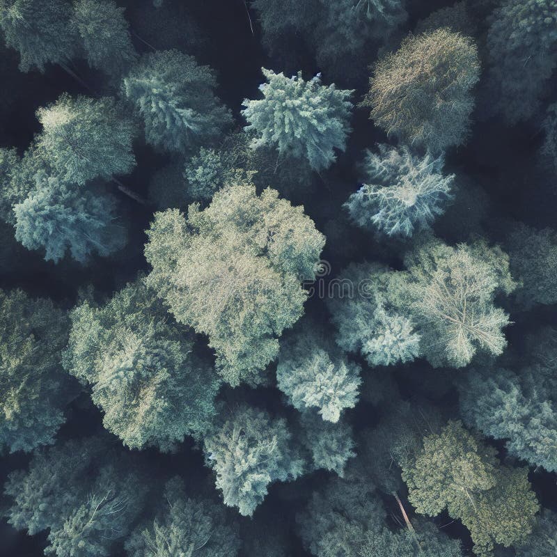 Treetops, overhead view stock illustration. Illustration of treetop ...