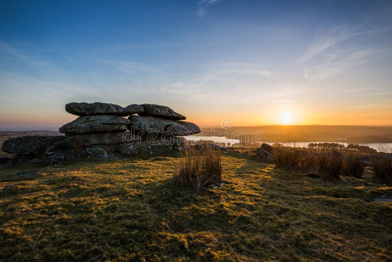 Tregarrick Tor Sunset Bodmin Moor Cornwall UK Stock Photo - Image of ...