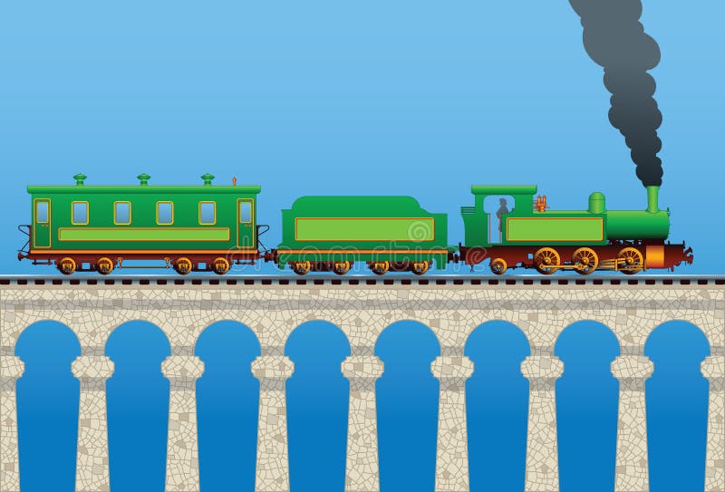 Trein op de brug vector illustratie. Illustration of brug - 13311796