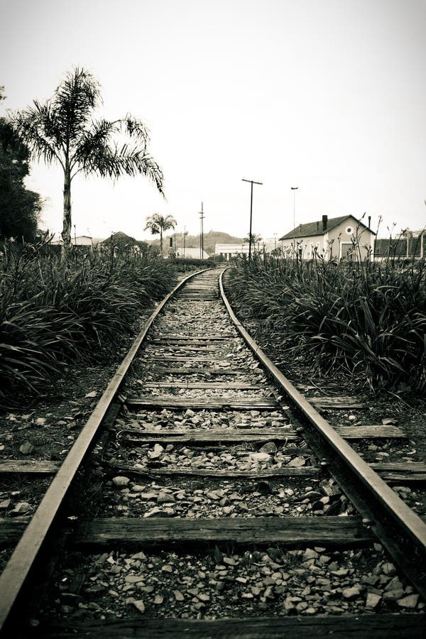 Treinspoor stock afbeelding. Image of rotsen, stad, bomen - 33556779