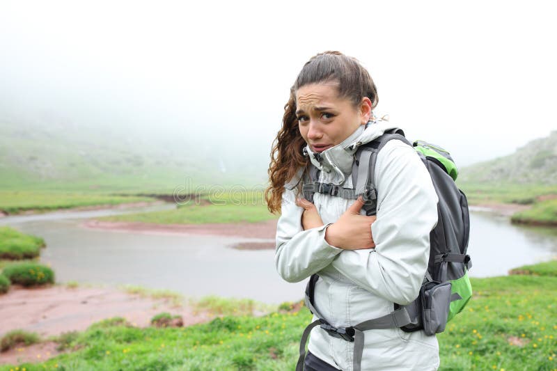 Trekker Getting Cold Looking at Camera Stock Image - Image of hiking ...