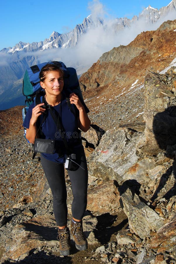 Mountaineer woman climbing stock photo. Image of mountains - 11688188